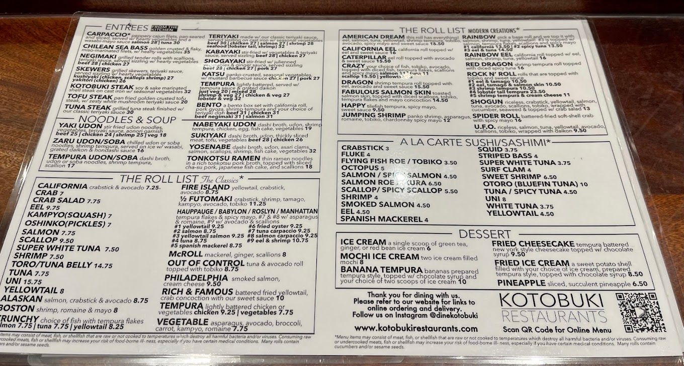 Kotobuki menu store