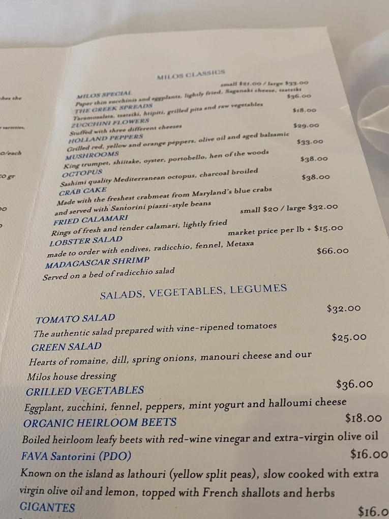 estiatorio Milos Midtown Reviews Menu New York City
